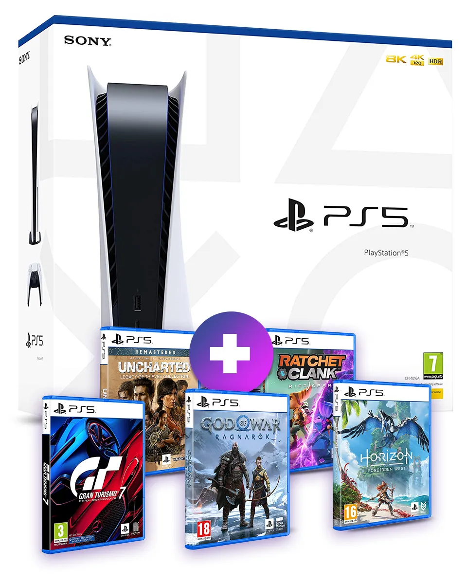 Konzola PlayStation 5 - 825GB + PS5 God of War Ragnarok + PS5 Ratchet & Clank - Rift Apart + PS5 ...